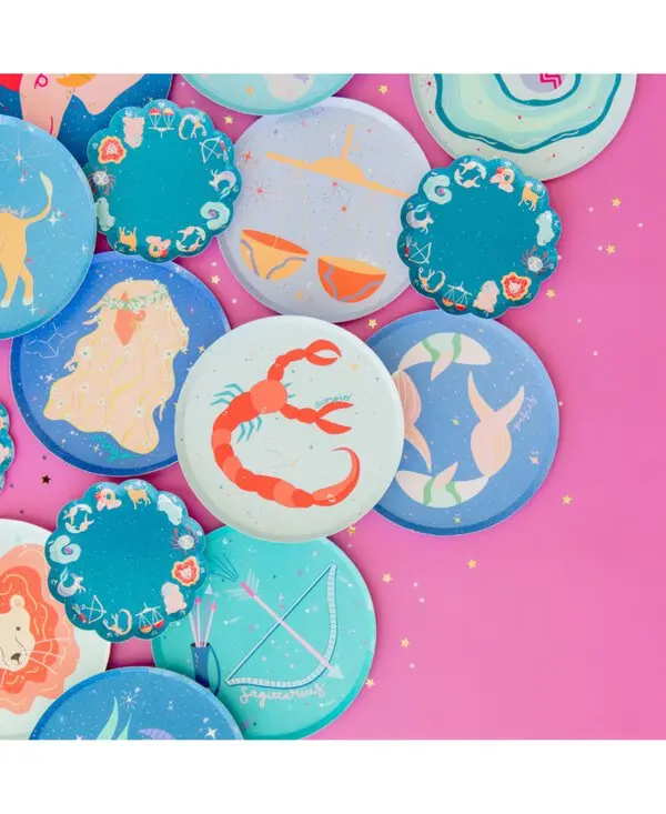 JOLLITY & CO Zodiac Themed Paper Party Dessert Plates, Set Of 8 - Blue