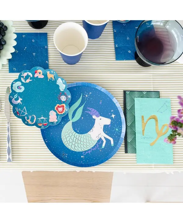 JOLLITY & CO Zodiac Themed Paper Party Dessert Plates, Set Of 8 - Blue