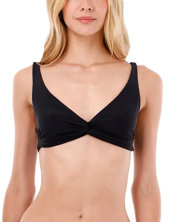MALAI Knotty Full-coverage Twist Front Bikini Top - Black