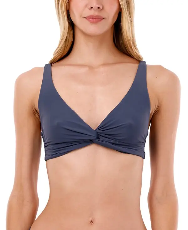 MALAI Knot Front Bikini Top - Navy