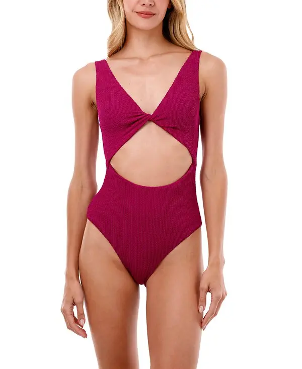 MALAI Textured Cut Out One-piece Swimsuit - Raspberry