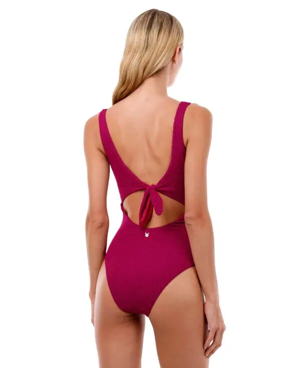MALAI Textured Cut Out One-piece Swimsuit - Raspberry