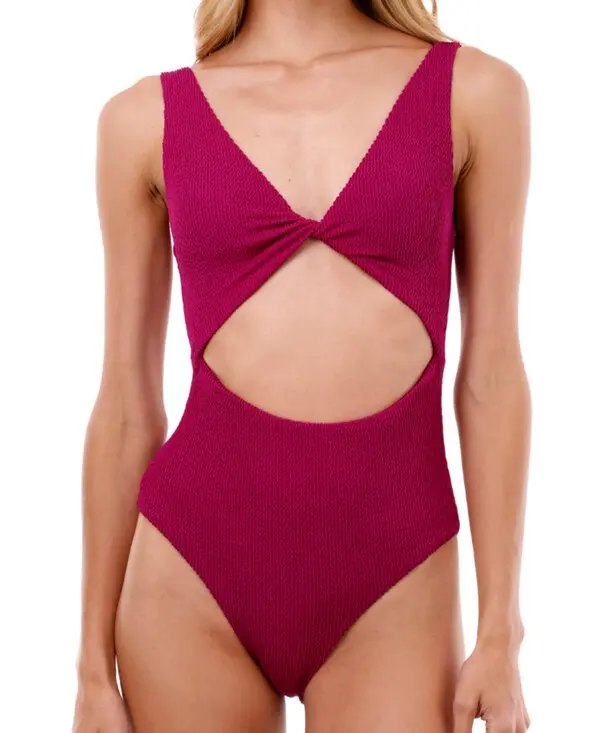 MALAI Textured Cut Out One-piece Swimsuit - Raspberry