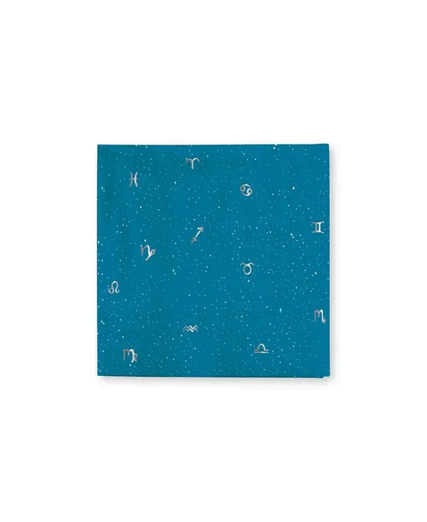 JOLLITY & CO Zodiac Themed Paper Party Cocktail Napkins, Set Of 16 - Blue