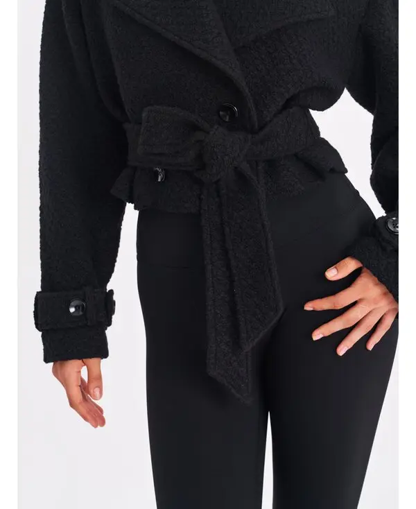 MISS CIRCLE NEW YORK Dara Wool Blend Cropped Double-breasted Belted Coat