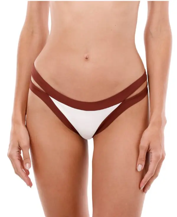 MALAI Barn Blend Array Bikini Bottom - Barn Red And White