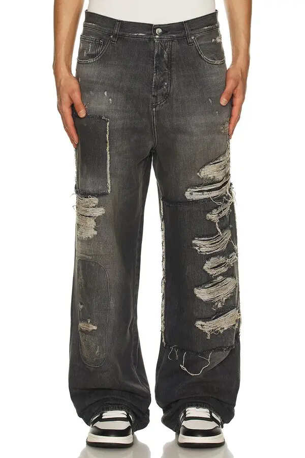 Amiri Carpenter Repaired Baggy Jean - Crafted Black