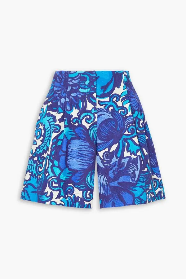 La DoubleJ Printed Textured Cotton Shorts