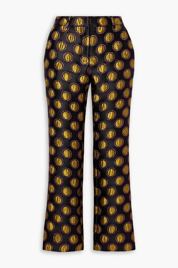 La DoubleJ Hendrix Metallic Jacquard Flared Pants - Black