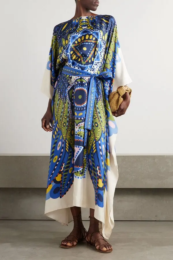 La DoubleJ Belted Printed Silktwill Kaftan
