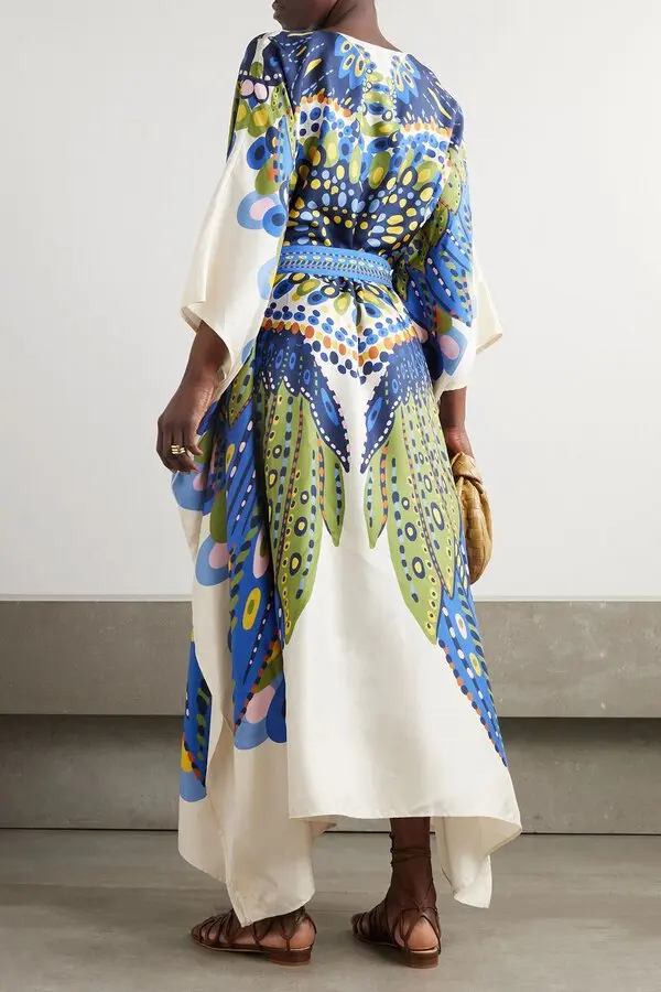 La DoubleJ Belted Printed Silktwill Kaftan