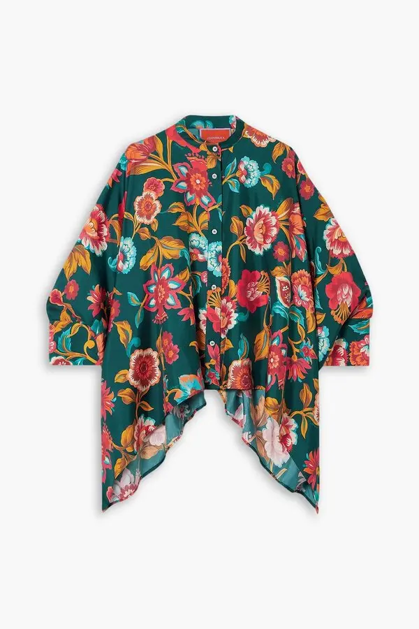 La DoubleJ Floral-print Silk-twill Shirt - Emerald