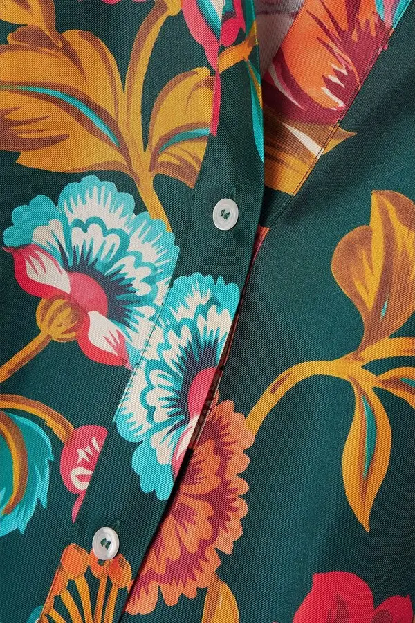 La DoubleJ Floral-print Silk-twill Shirt - Emerald