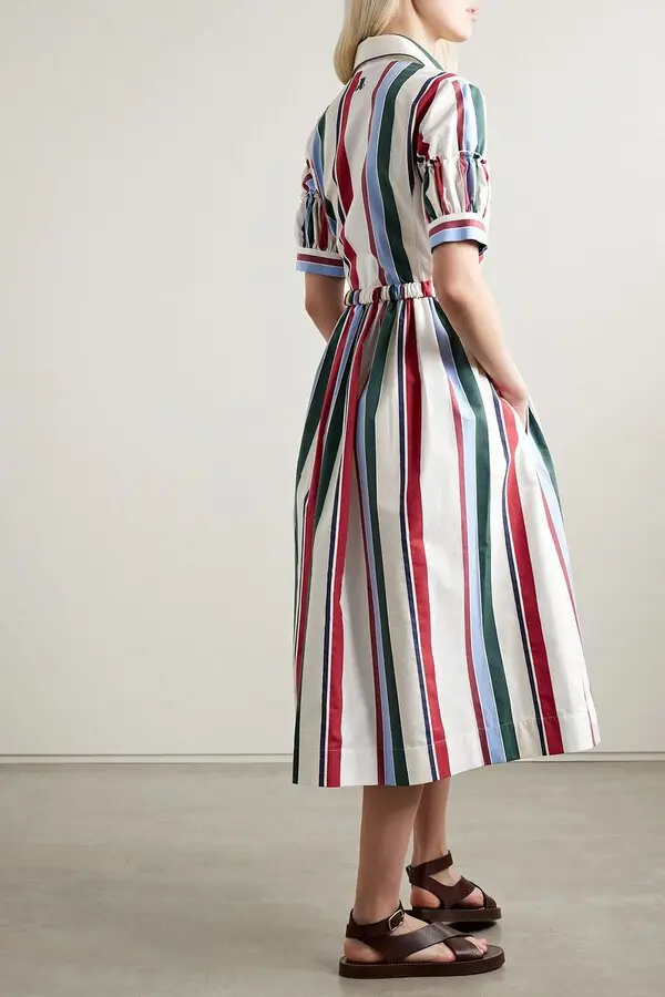 La DoubleJ Striped Cotton-blend Poplin Midi Shirt Dress - Multicolor