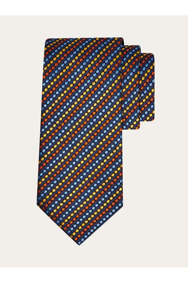 FERRAGAMO Dots Jacquard Standard Neck Tie - Blue