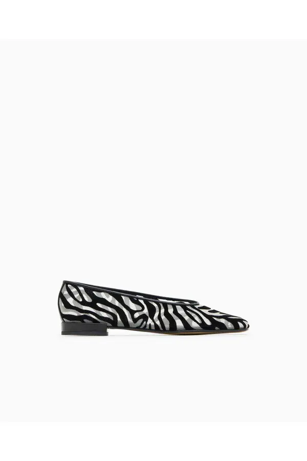 Giorgio Armani Zebra-design Flocked Mesh Ballerinas