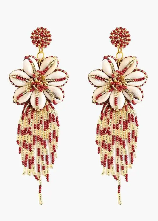 Yumi Kim Seashell Tassel Beaded Earrings - Floral