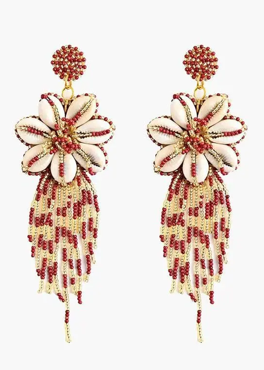 Yumi Kim Seashell Tassel Beaded Earrings - Floral