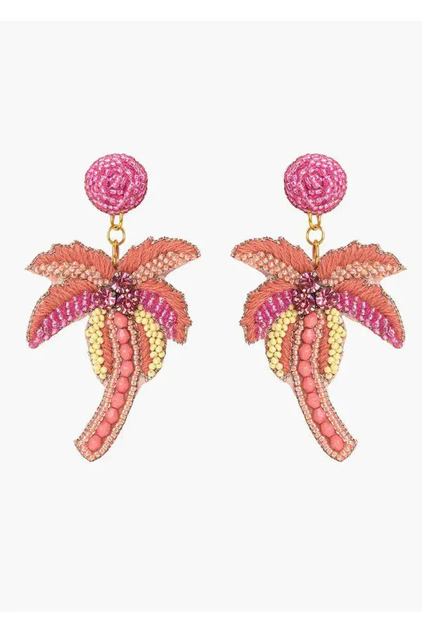 Yumi Kim Sunset Palm Tree Beaded Earrings - Coral