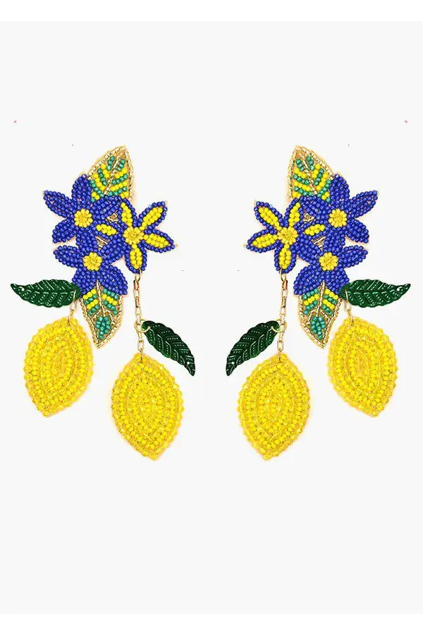 Yumi Kim Lemon Petal Statement Drop Earrings - Blue
