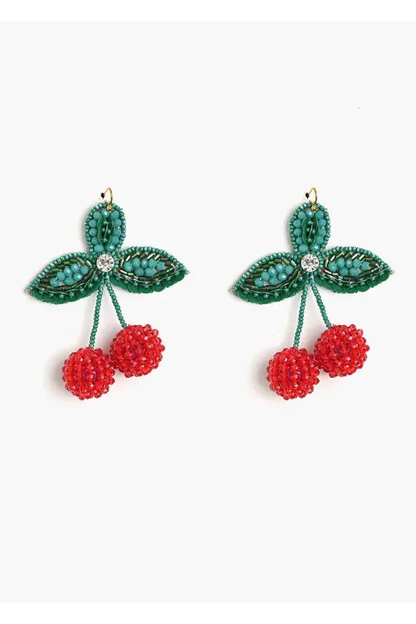 Yumi Kim Cherry Charm Beaded Dangle Earrings - Green