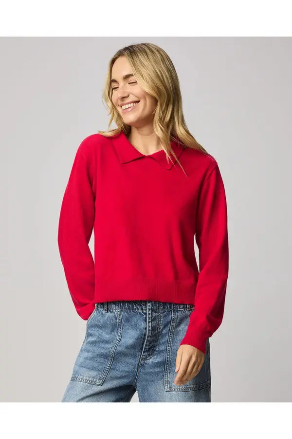 Splendid Phoebe Polo Sweater - Red