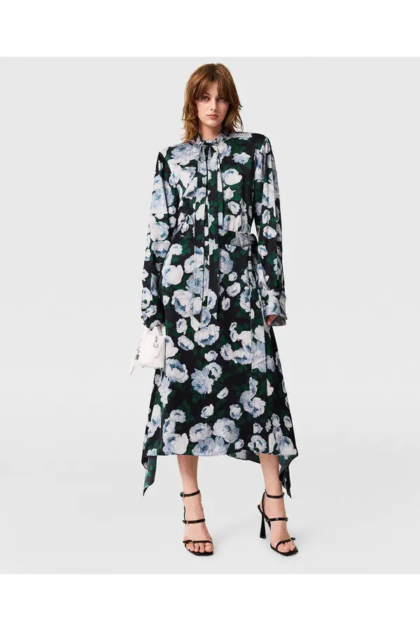 Stella McCartney Floral Long-sleeve Mesh Midi Dress