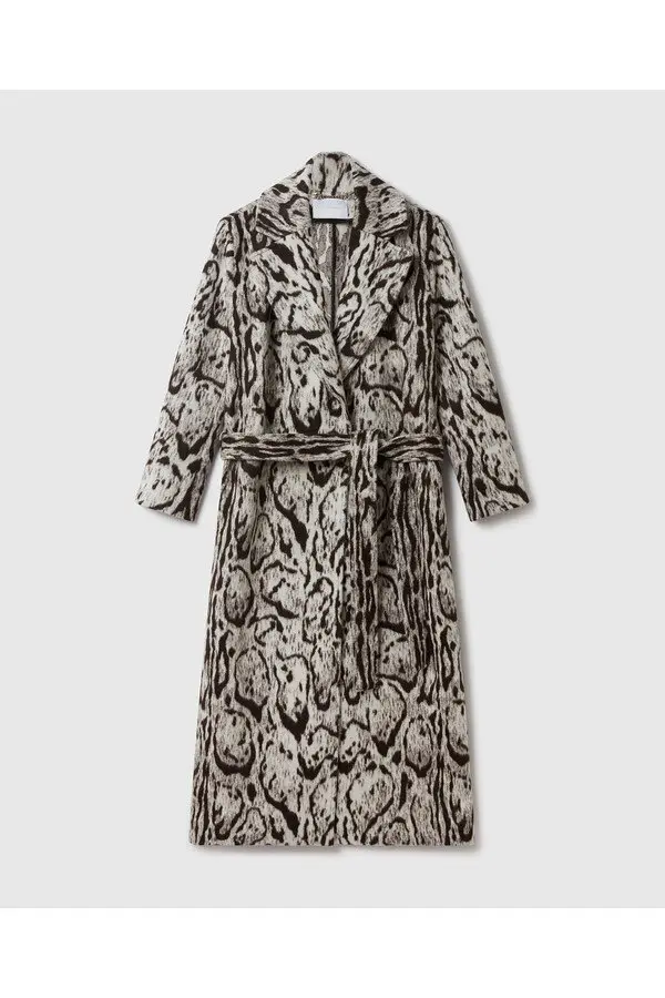Stella McCartney Cloud Leopard Jacquard Belted Trench Coat - Grey