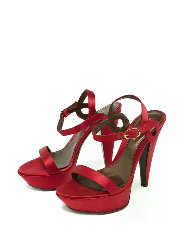 SERGIO ROSSI Satin Platform Buckled High Heel Sandals