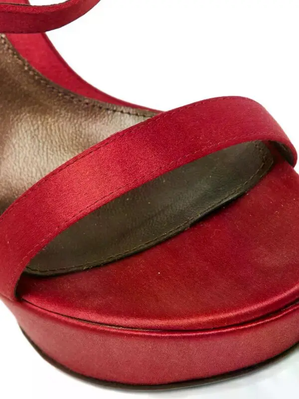 SERGIO ROSSI Satin Platform Buckled High Heel Sandals