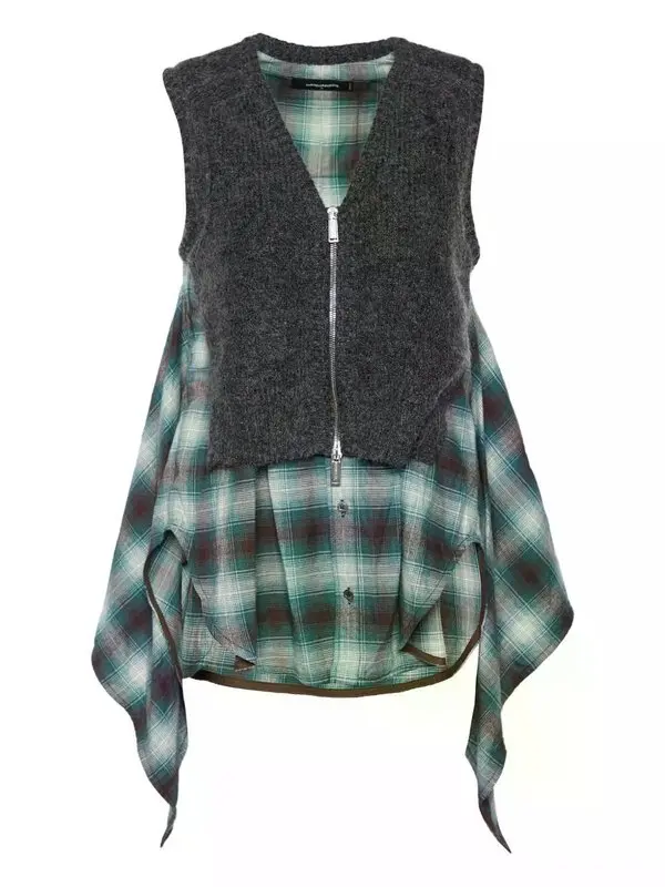 Dsquared2 Plaid Asymmetrical Vest