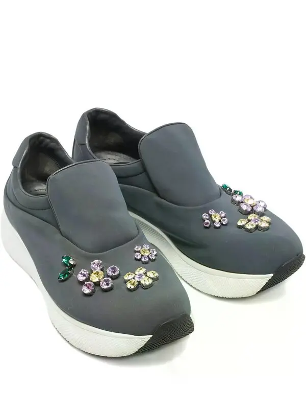 Prada Crystal-embellished Floral Sneakers