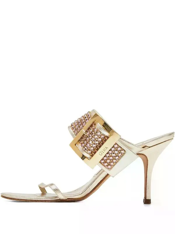 GINA Pre-owned 60mm Leather Sandals - Gold