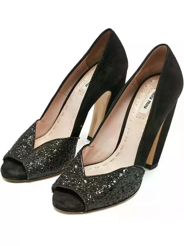 Miu Miu Glitter Suede Pumps