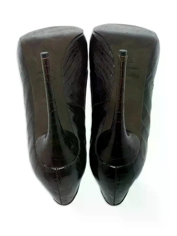 TOM FORD 120mm Crocodile-leather Peep-toe Pumps