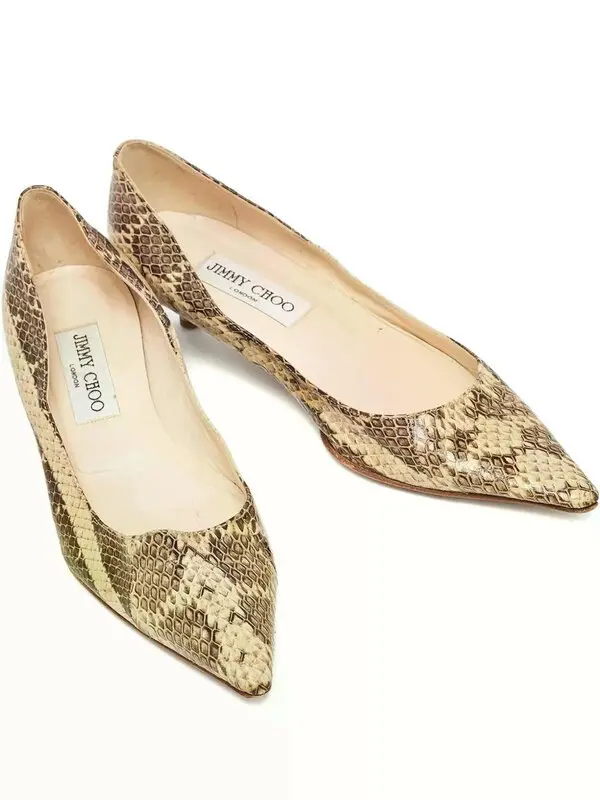 JIMMY CHOO Snakeskin Embossed Leather Shoes - Brown