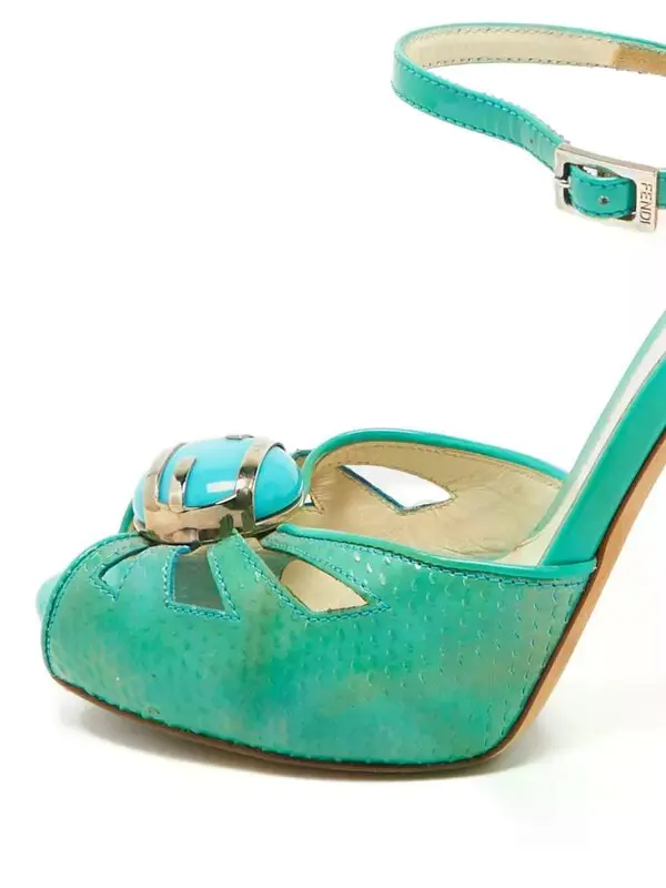 Fendi Snakeskin Embossed Patent Leather Sandals