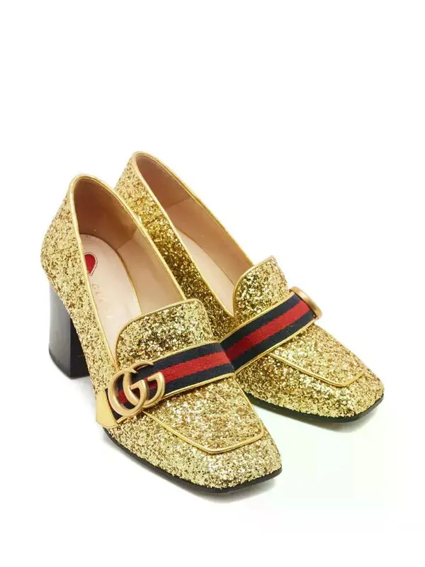 Gucci 75mm Glitter-finish Stripe Pumps
