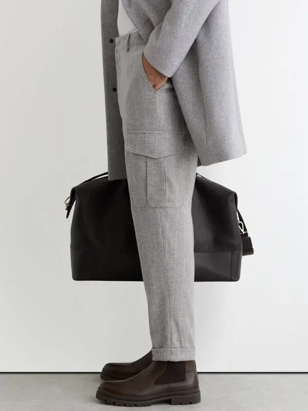 REISS Wool-blend Flannel Pinstripe Cargo Trousers