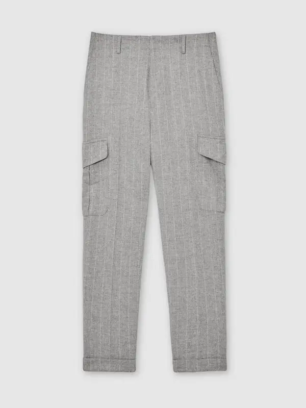 REISS Wool-blend Flannel Pinstripe Cargo Trousers