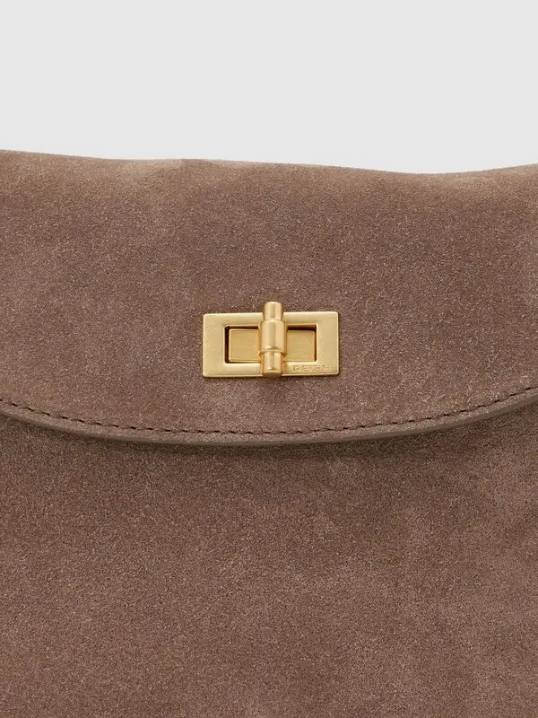 REISS Suede And Leather Crossbody Bag