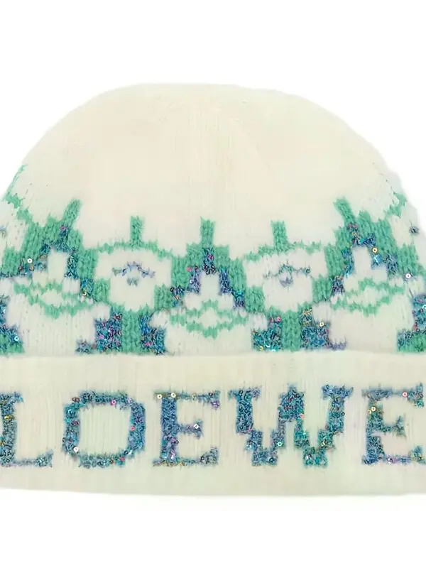 Loewe Sequin-embellished Patterned Beanie