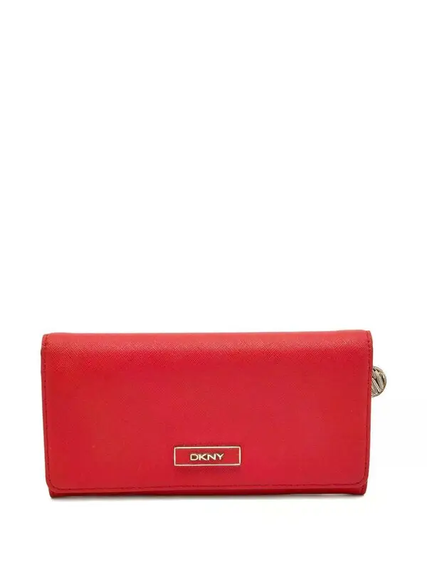 Dkny Leather Zip Wallet - Red