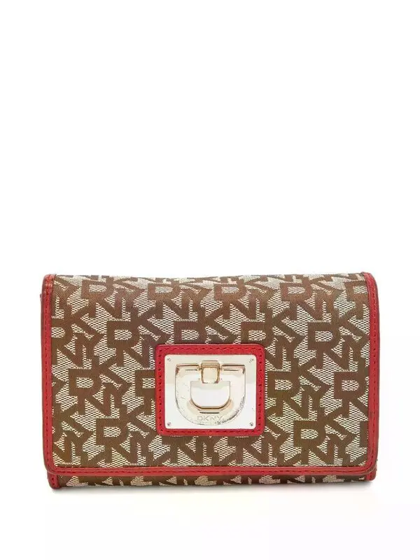 Dkny Monogram-pattern Leather Wallet - Neutrals