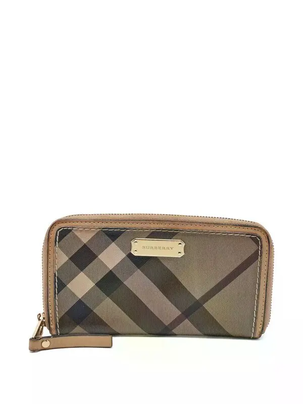Burberry Leather Check Zip Wallet