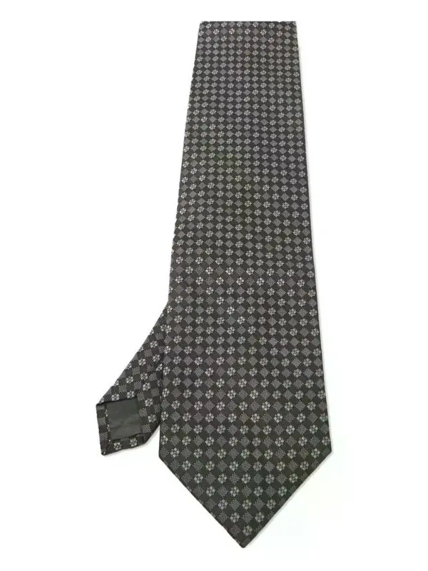 BOSS Geometric-patterned Tie - Black