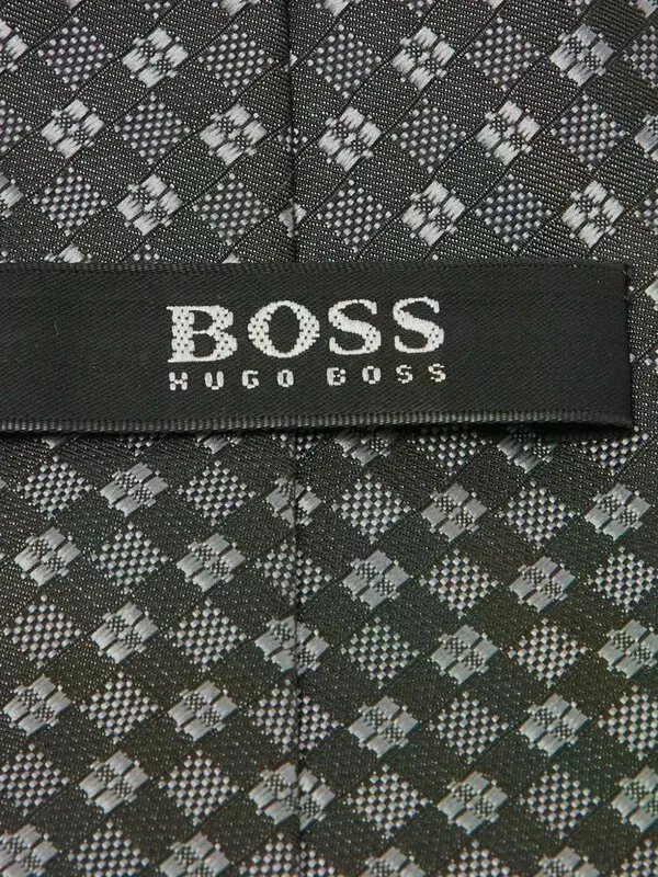 BOSS Geometric-patterned Tie - Black