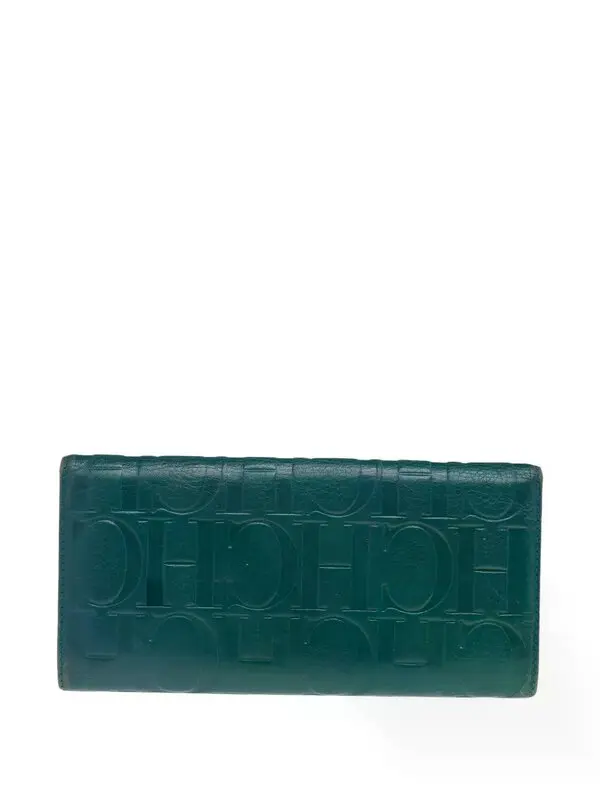 Carolina Herrera 2024 Monogram Embossed Leather Wallet - Green