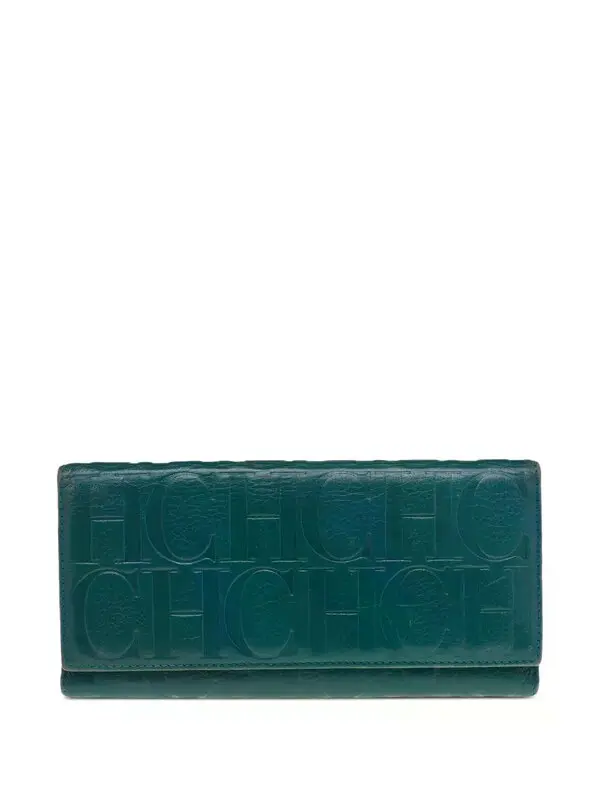 Carolina Herrera 2024 Monogram Embossed Leather Wallet - Green