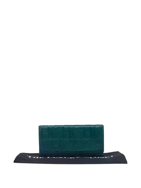 Carolina Herrera 2024 Monogram Embossed Leather Wallet - Green